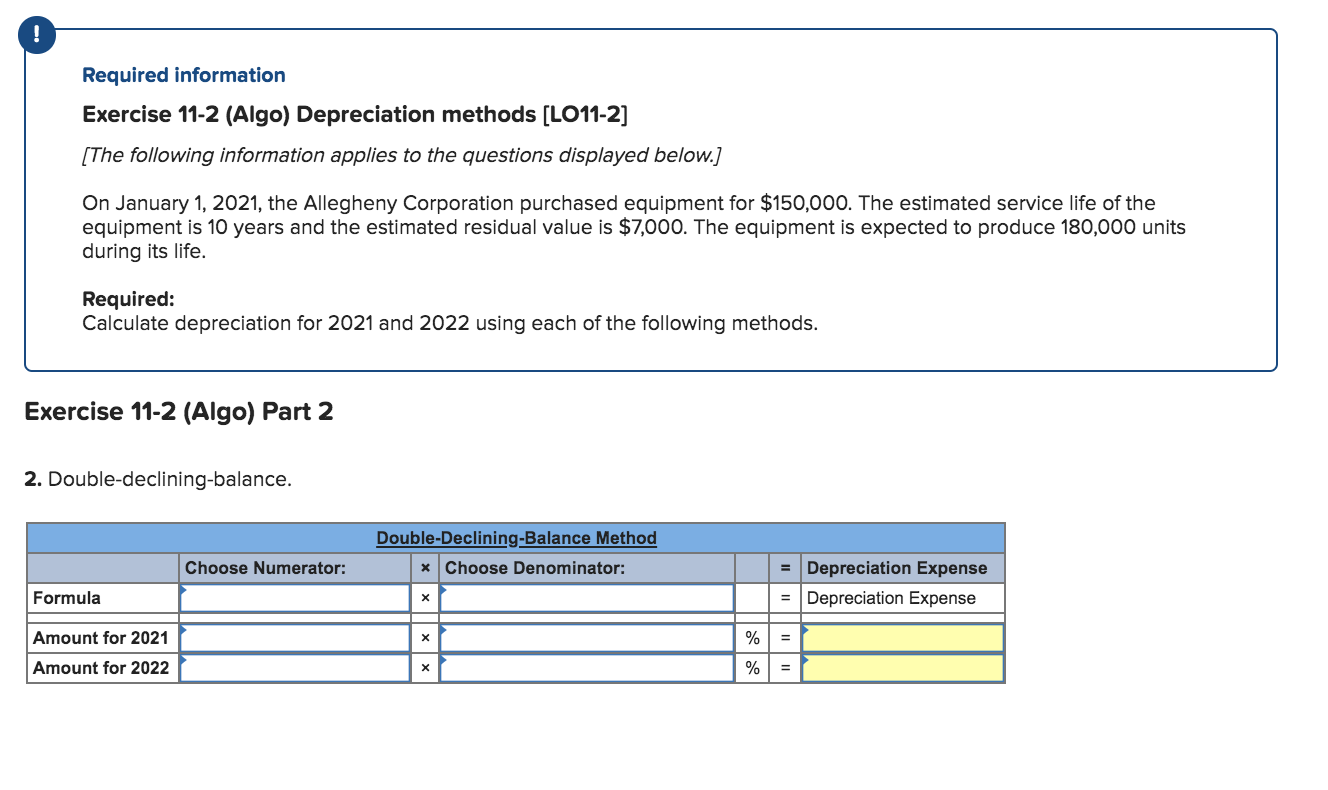 Solved Required information Exercise 11-2 (Algo) | Chegg.com