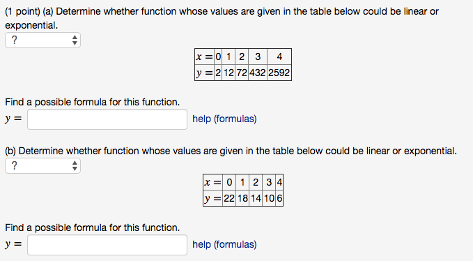 Solved (1 point) (a) Determine whether function whose values | Chegg.com