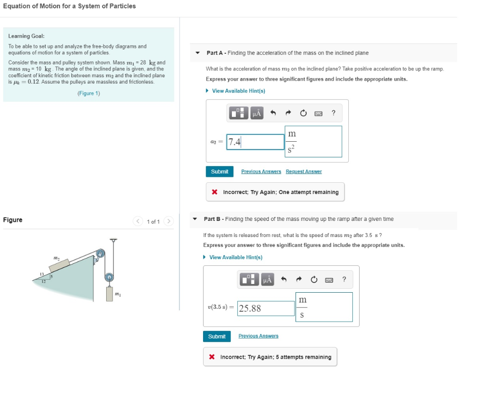 Solved Equation of Motion for a System of Particles Part A - | Chegg.com