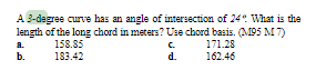 Solved A 3-degree curve has an angle of intersection of 24° | Chegg.com