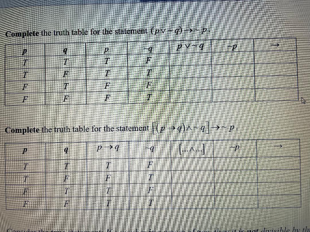 Solved Eomplete the truth table for the statement (p)>q)> ? | Chegg.com