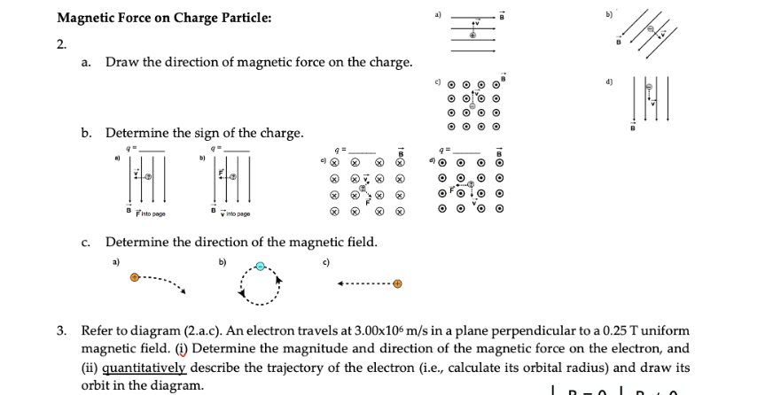 Solved Magnetic Force on Charge Particle: a. Draw the | Chegg.com