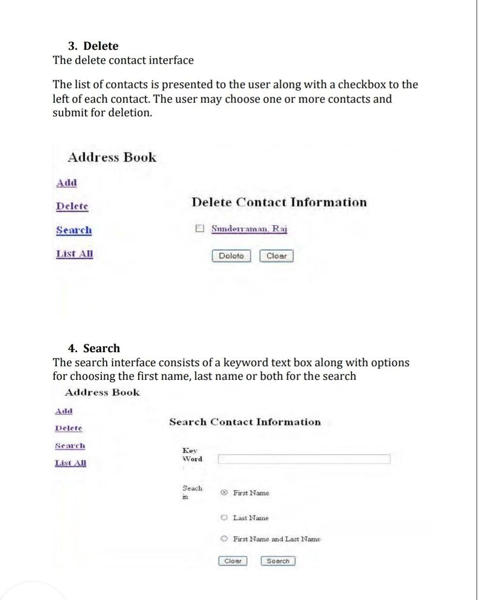 Solved 3. Delete The delete contact interface The list of | Chegg.com