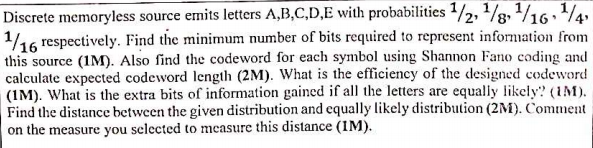 Solved Discrete memoryless source emits letters A,B,C,D,E | Chegg.com