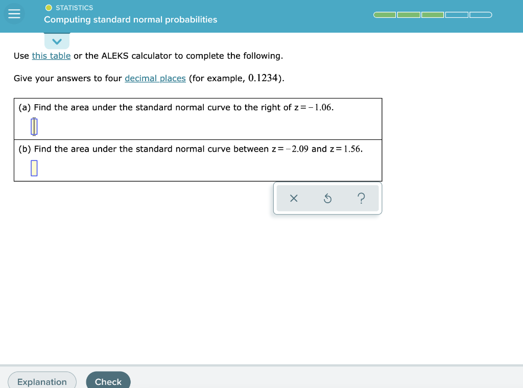 Solved O STATISTICS Computing standard normal probabilities | Chegg.com