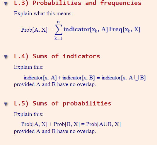 Solved L.3) Probabilities and frequencies Explain what this | Chegg.com