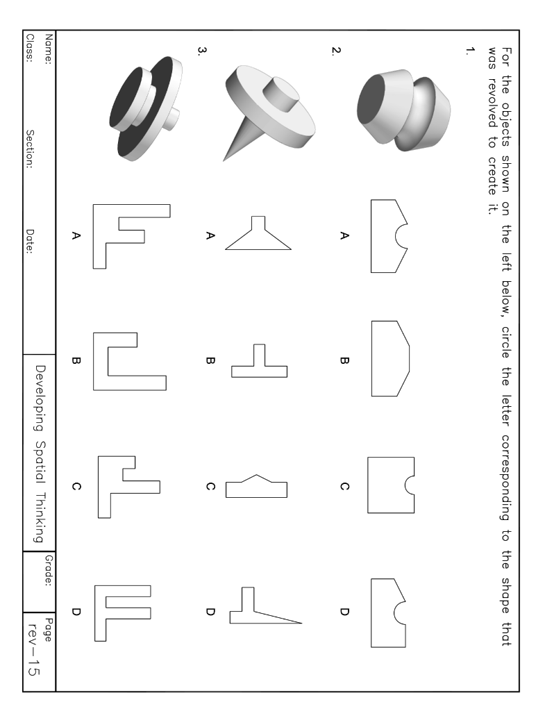 Solved Objects Shown Left Circle Letter Corresponding Shape Revolved Create Ab Hf Lot Grade 