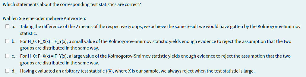 Solved Which statements about the corresponding test | Chegg.com