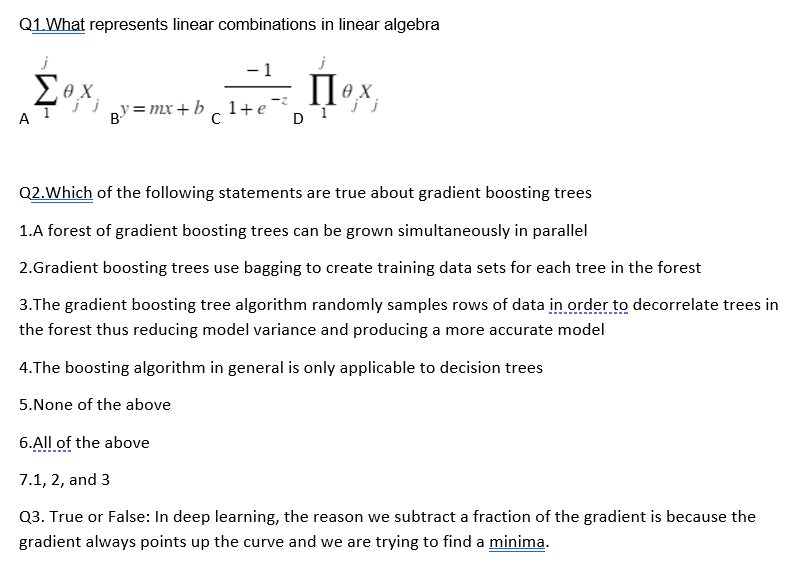 Solved Q1.What represents linear combinations in linear | Chegg.com
