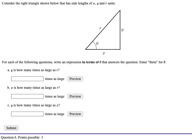Solved Consider the right triangle shown below that has side | Chegg.com