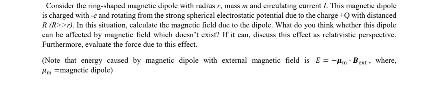 Solved Consider the ring-shaped magnetic dipole with radius | Chegg.com