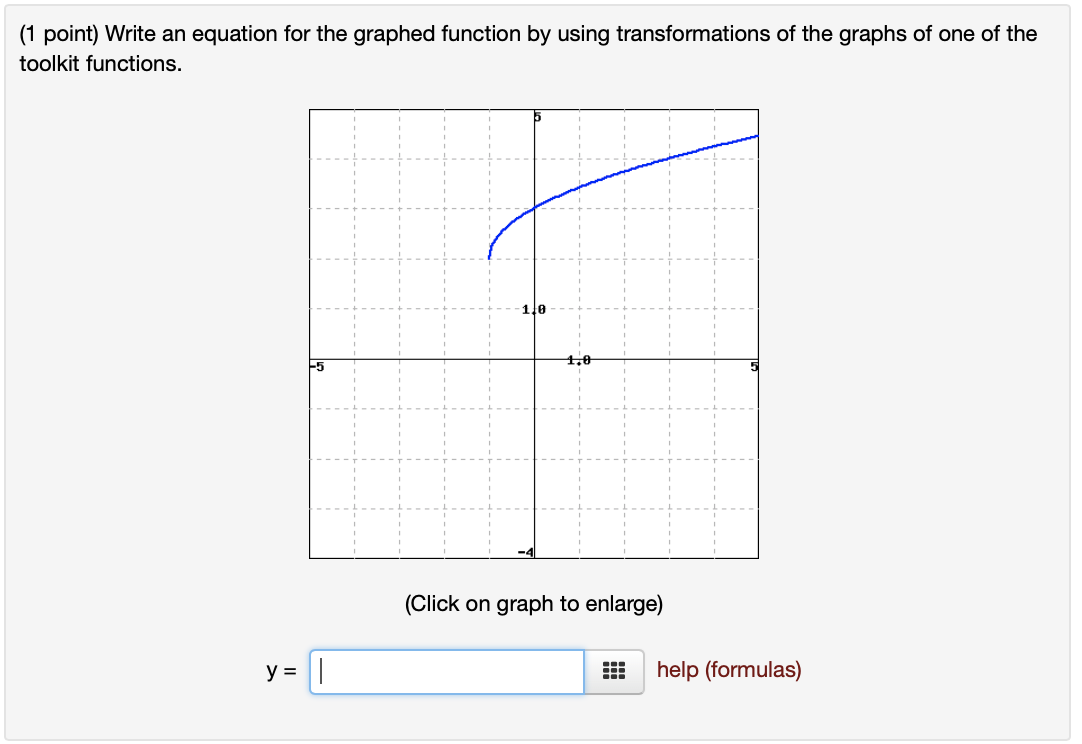 Solved (1 point) Write an equation for the graphed function | Chegg.com