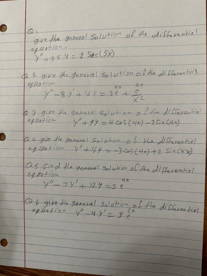 Solved Q1 give the general solution of the differential | Chegg.com