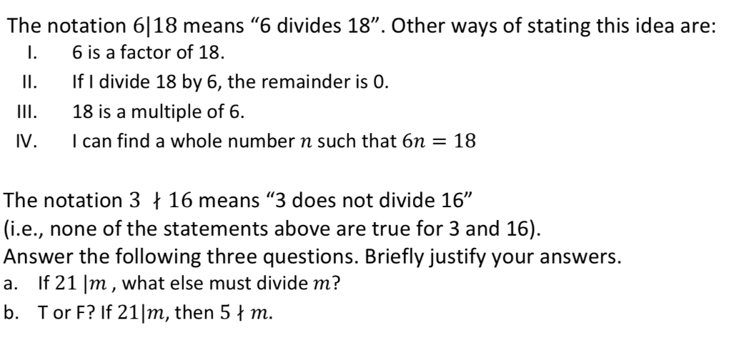 Solved The notation 6118 means "6 divides 18". Other ways of | Chegg.com