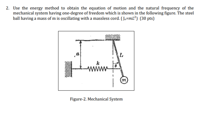 Solved 2. Use the energy method to obtain the equation of | Chegg.com