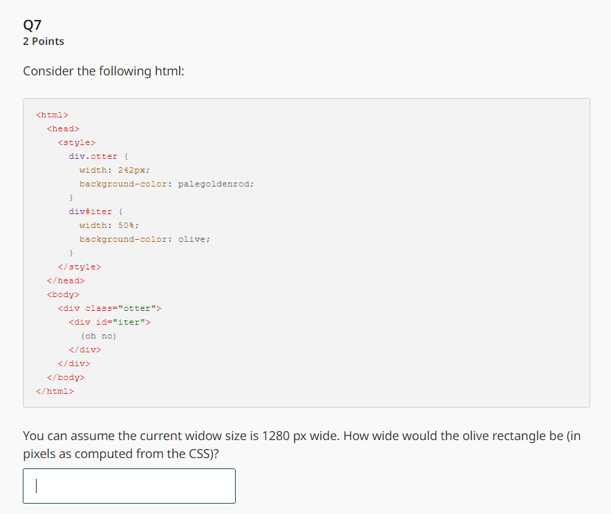 Solved Q7 2 Points Consider the following html: html> | Chegg.com