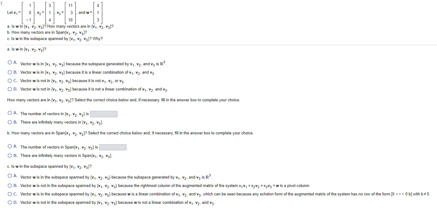 Solved Let v1=⎣⎡10−1⎦⎤,v2=⎣⎡314⎦⎤,v3=⎣⎡11310⎦⎤, and | Chegg.com