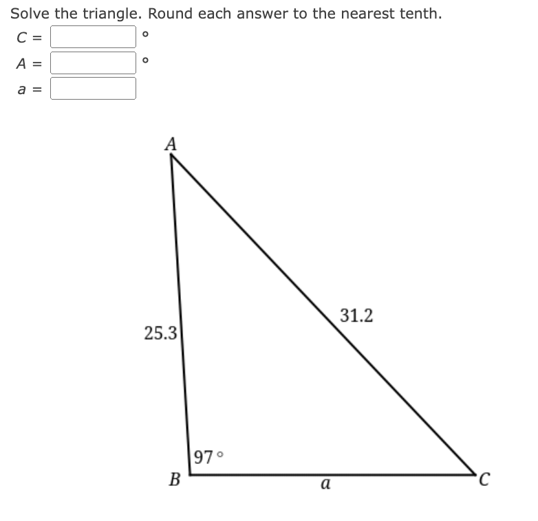 Solved Solve the triangle. Round each answer to the nearest | Chegg.com