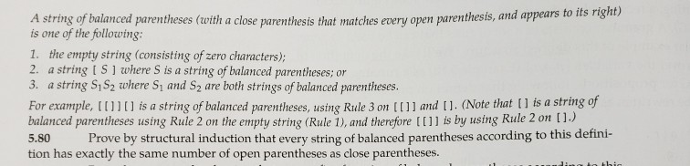 A string of balanced parentheses (with a close | Chegg.com