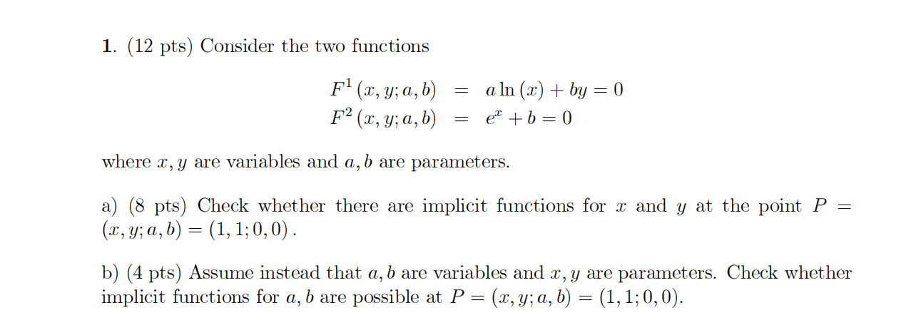 Solved 1. (12 pts) Consider the two functions | Chegg.com
