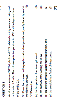 Solved QUESTION 3 Air at a temperature of 30°C dry bulb and | Chegg.com