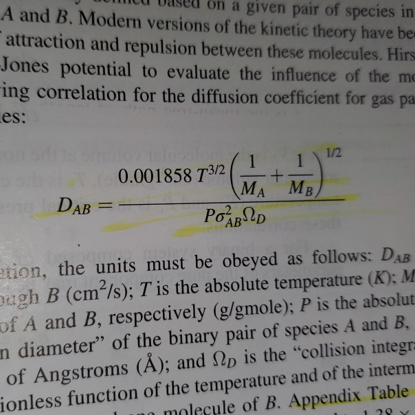 Transport phenomena Use the Hirschfelder et al | Chegg.com
