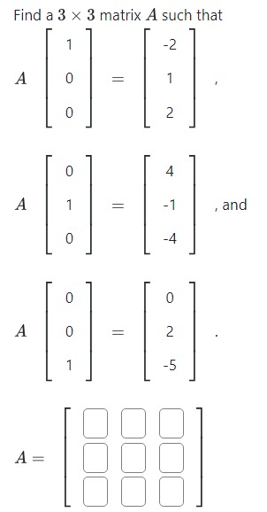 Solved Find a 3x3 ﻿matrix A such that (see image) | Chegg.com