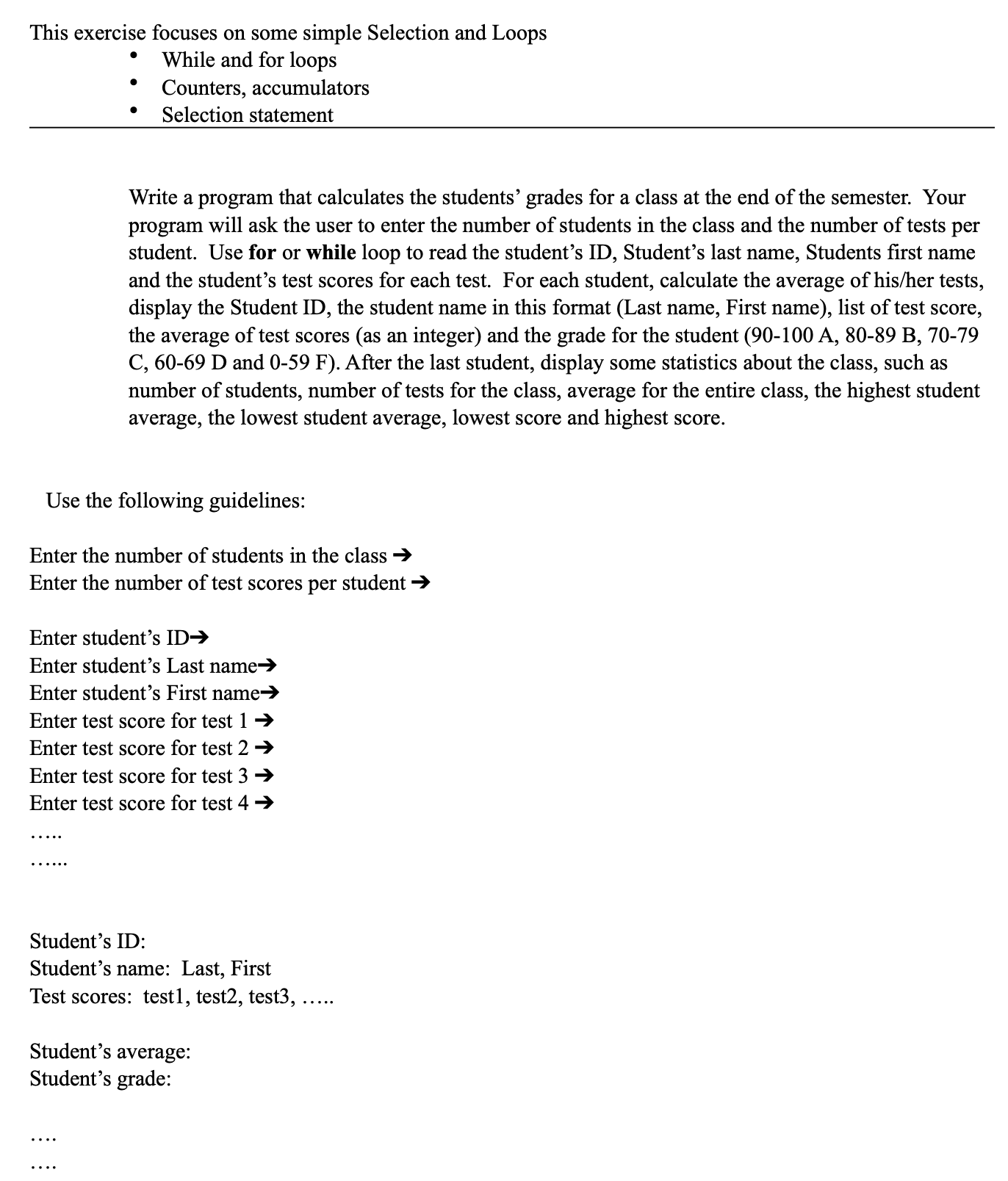 Solved Counters, accumulators - Selection statement Write a | Chegg.com