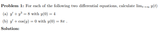 Solved Problem 1: For each of the following two differential | Chegg.com