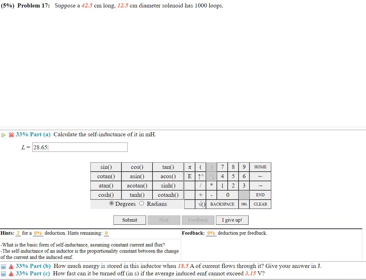 Solved (5\%) Problem 17: Suppose a 42.5 cm long, 12.5 cm | Chegg.com