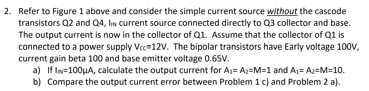 Solved Q1 transistor = A1 area Q2 transistor = A2 area Q3 | Chegg.com