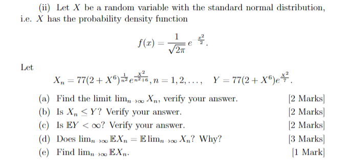 Solved (ii) Let X be a random variable with the standard | Chegg.com