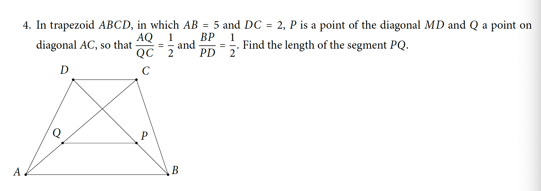 Solved 4. In trapezoid ABCD, in which AB = 5 and DC = 2, P | Chegg.com