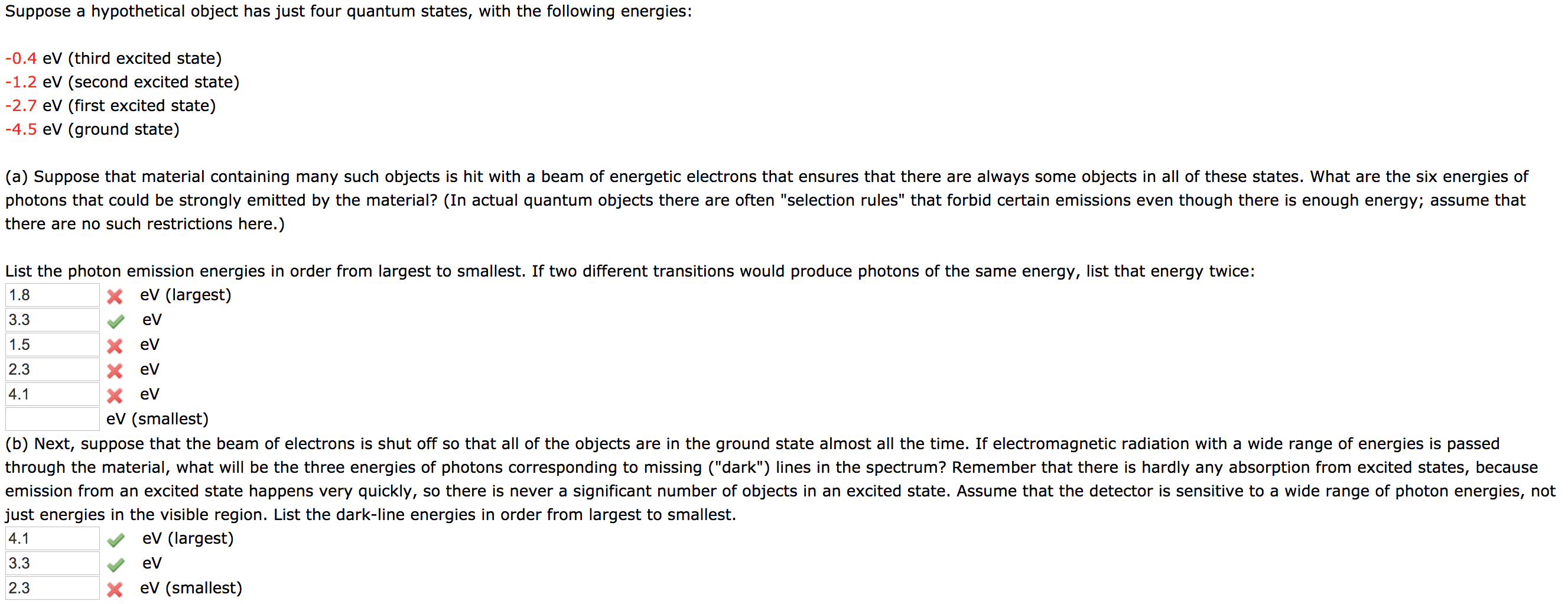 Solved Suppose a hypothetical object has just four quantum | Chegg.com
