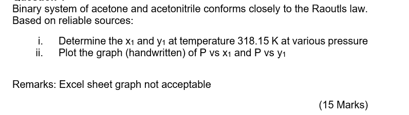 Solved Binary system of acetone and acetonitrile conforms | Chegg.com