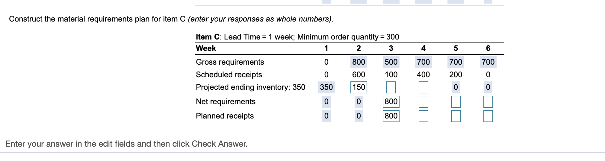 Solved Construct the material requirements plan for item C | Chegg.com