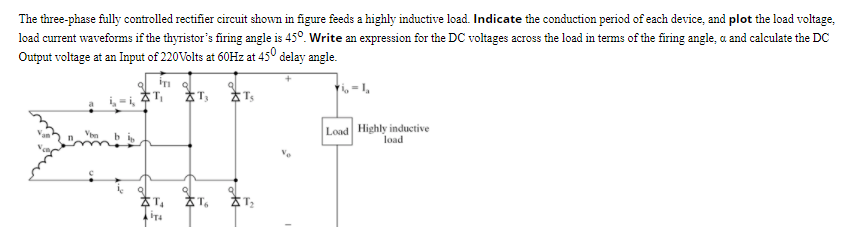 Solved The three-phase fully controlled rectifier circuit | Chegg.com