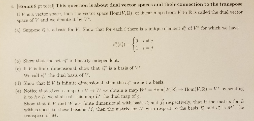 Solved 4. Bonus 8 pt total] This question is about dual | Chegg.com