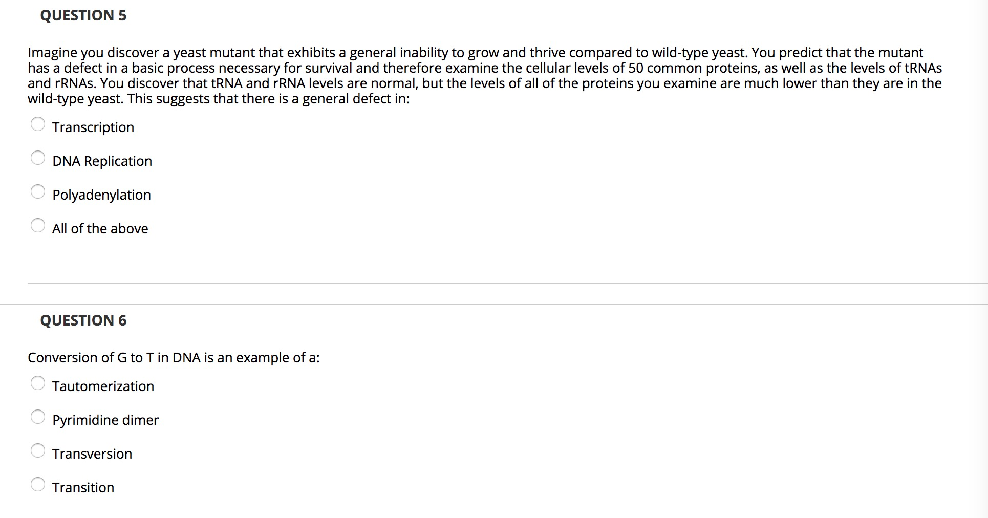Solved QUESTION 5 Imagine you discover a yeast mutant that | Chegg.com