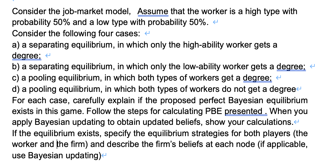 Solved Consider the job-market model, Assume that the worker | Chegg.com
