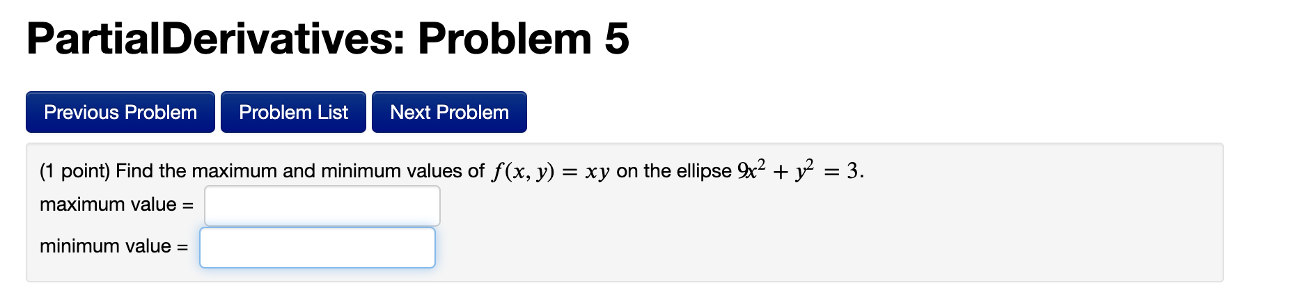 Solved PartialDerivatives: Problem 5 (1 point) Find the | Chegg.com