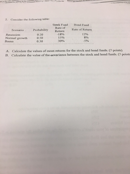 Solved Consider the following table: A. Calculate the | Chegg.com