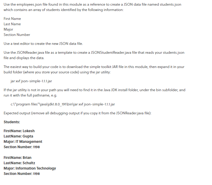 Use the employees.json file found in this module as a | Chegg.com
