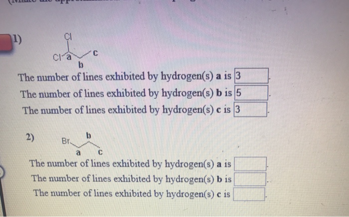 Solved 1) The number of lines exhibited by hydrogen(s) a is | Chegg.com