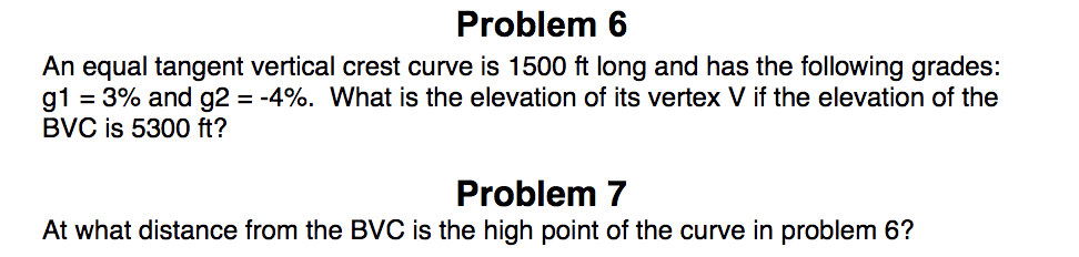 Solved An equal tangent vertical crest curve is 1500ft long | Chegg.com