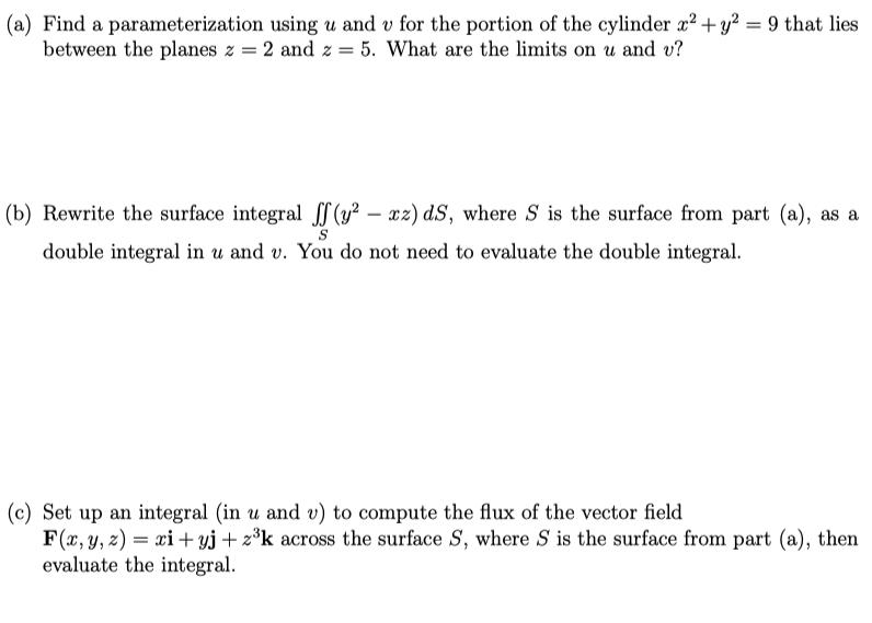 Solved (a) Find a parameterization using u and v for the | Chegg.com