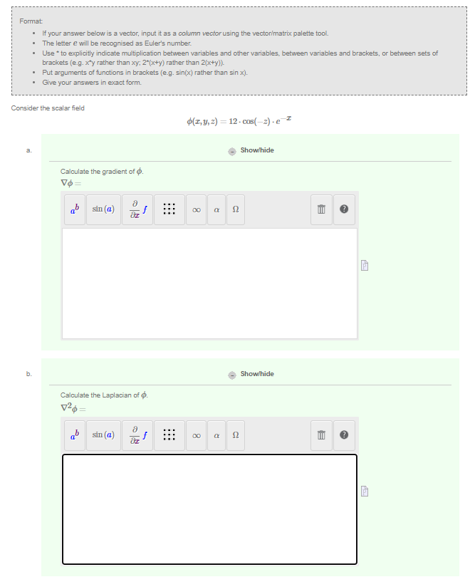 Solved Format - If your answer below is a vector, input it | Chegg.com