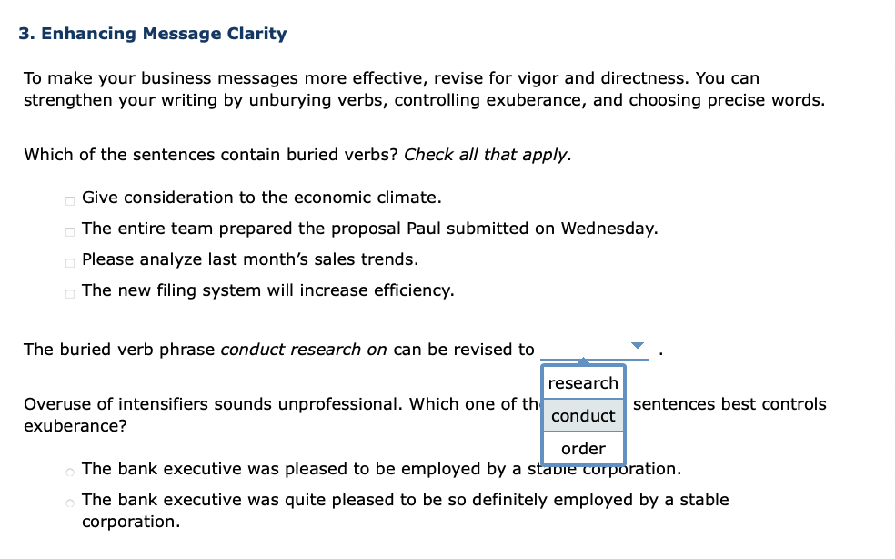 Solved 3. Enhancing Message Clarity To make your business | Chegg.com