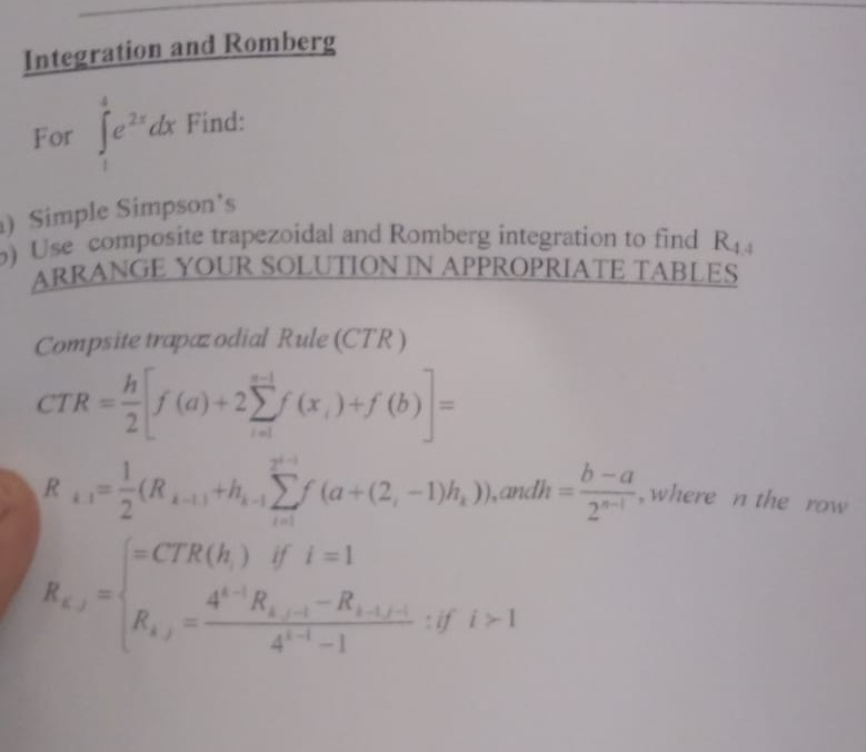 Solved Integration and Romberg 「c"dr Find: For ) Simple | Chegg.com
