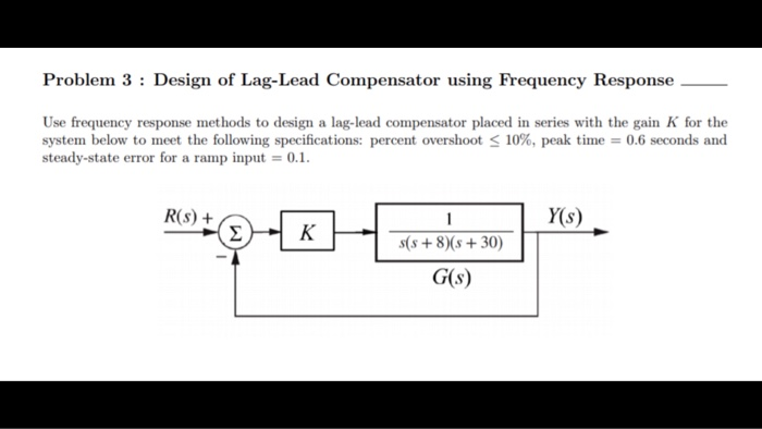Solved Problem 3 : Design of Lag-Lead Compensator using | Chegg.com